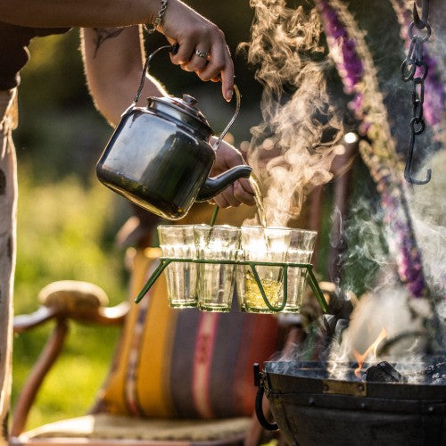 Kadai set of 6 chai glasses - red | Flowerland